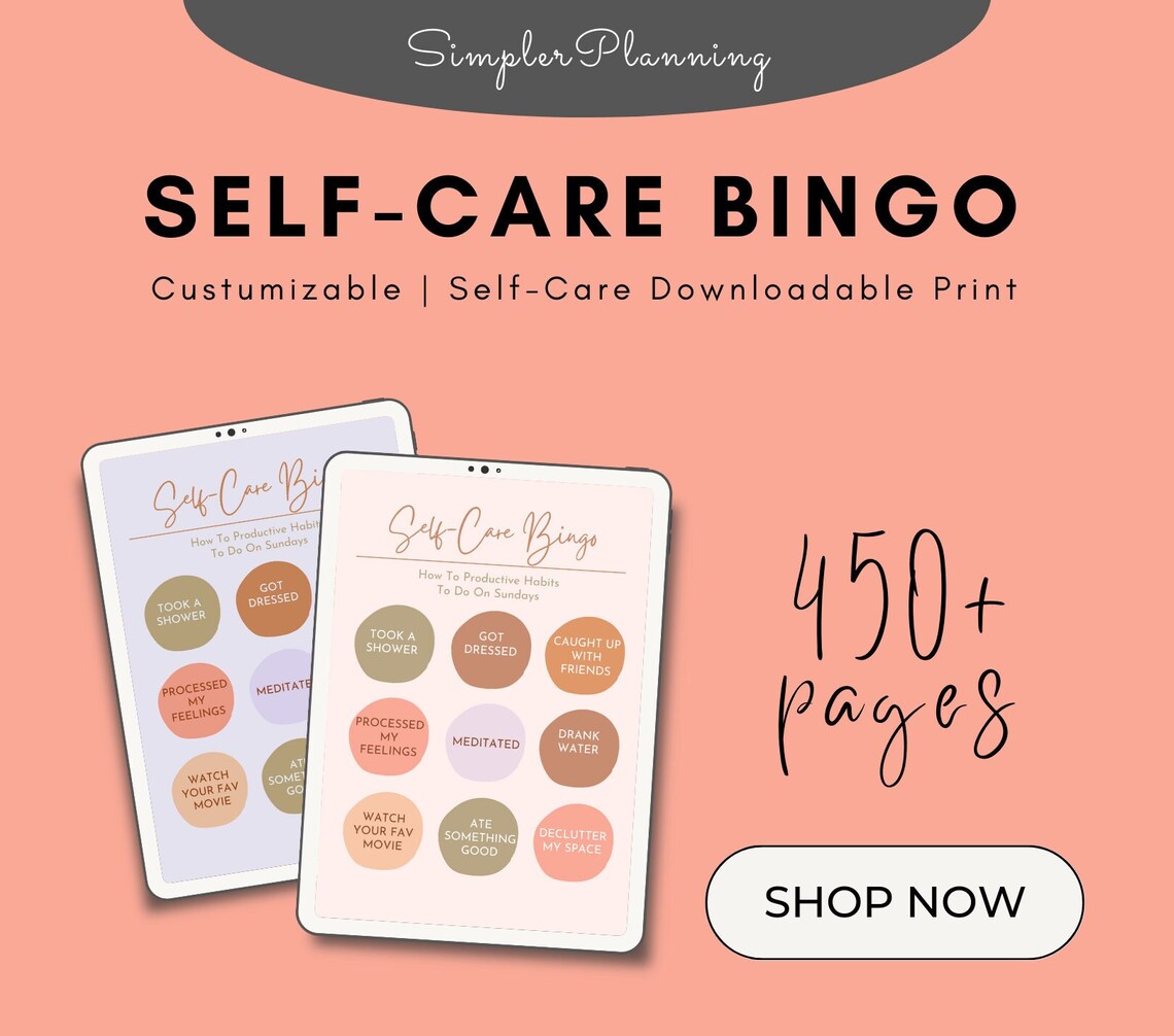 Self Care Bingo Wellness Activity Worksheet Printable Mindfulness Self ...
