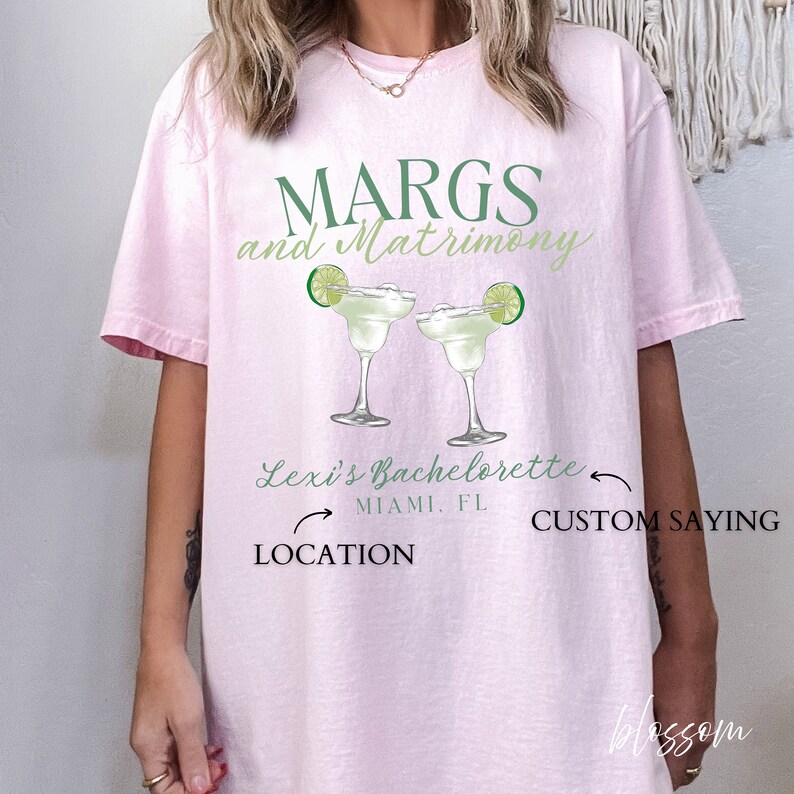 Margs and Matrimony Bachelorette Party Comfort Colors Shirt, Custom ...