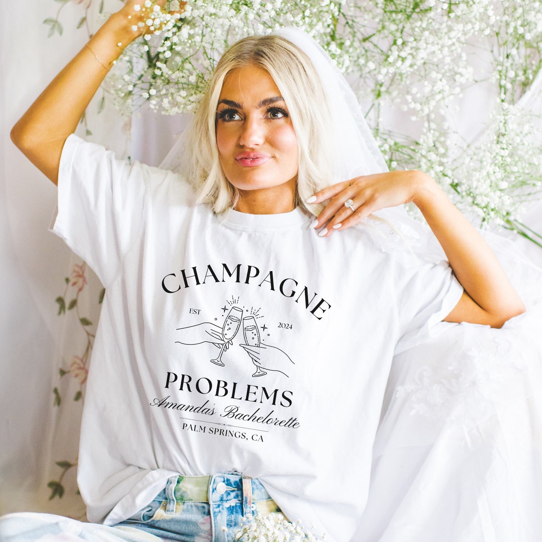 Champagne Problems Bachelorette Comfort Colors Shirt, Custom Bach ...