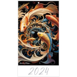 2024 Wall Calendar Fractal Surrealism Koi Fish - Etsy