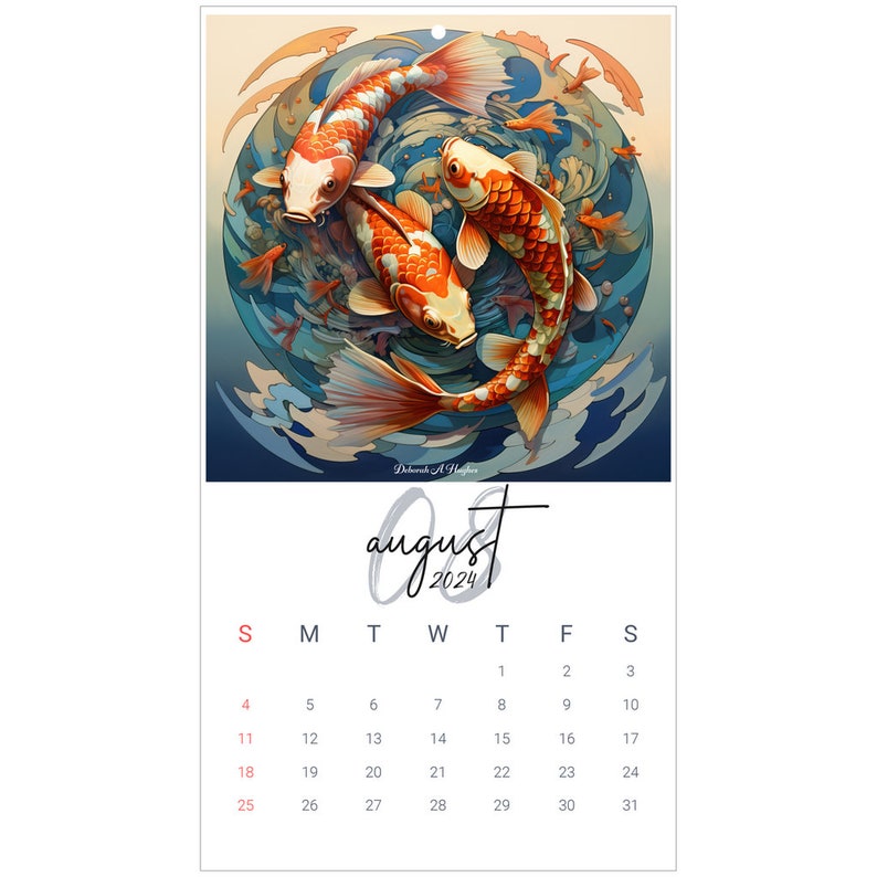 2024 Wall Calendar Fractal Surrealism Koi Fish - Etsy