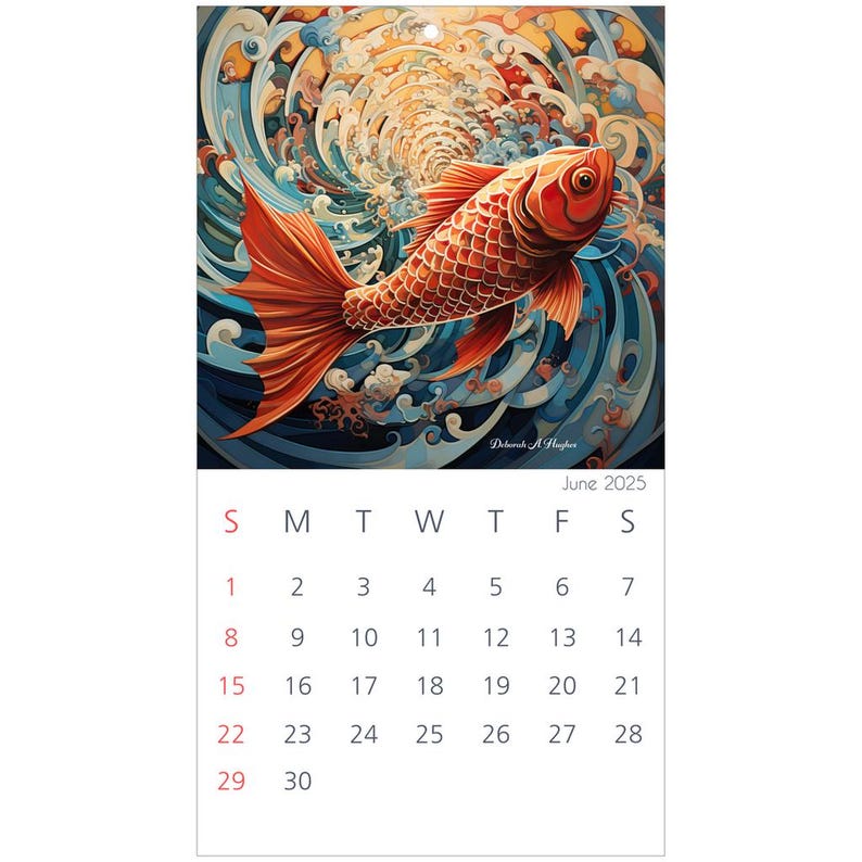 2025 Wall Calendar, Fractal Surrealism, Koi Fish - Etsy