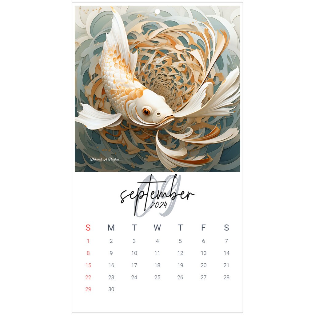 2024 Wall Calendar Fractal Surrealism Koi Fish - Etsy