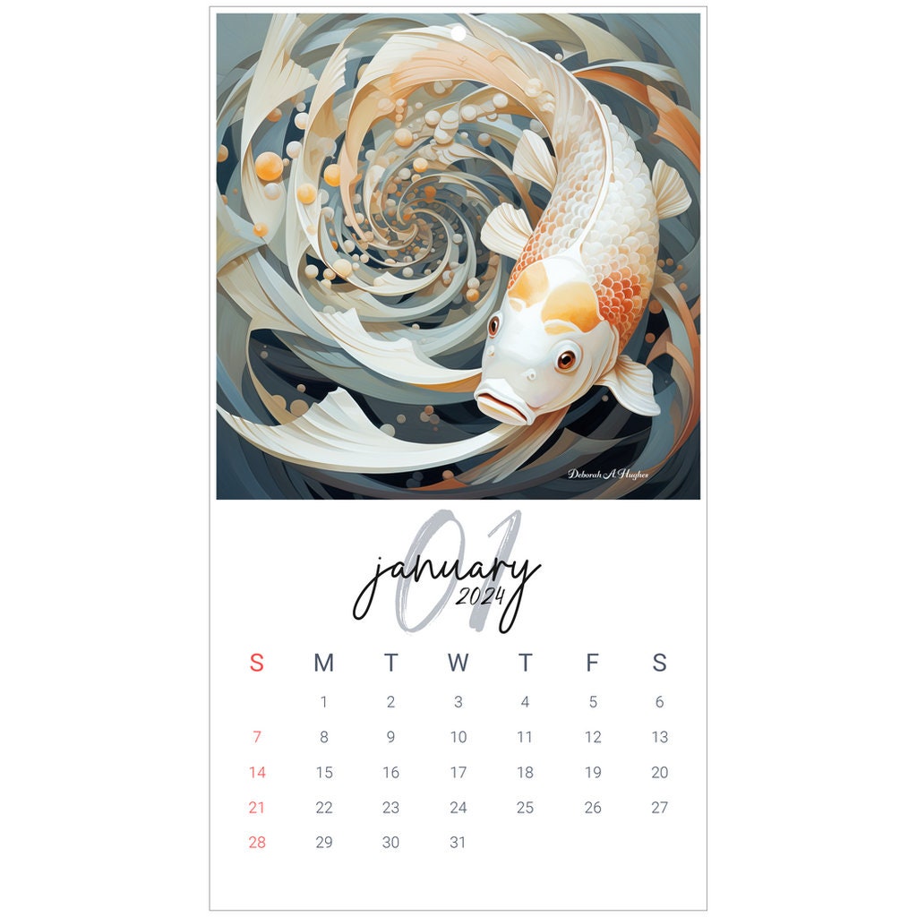 2024 Wall Calendar Fractal Surrealism Koi Fish - Etsy