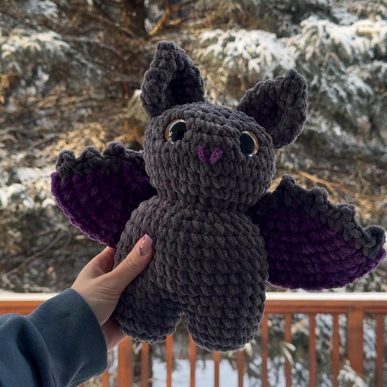 Crochet Bat Plushie Amigurumi Handmade Stuffed Animal - Etsy