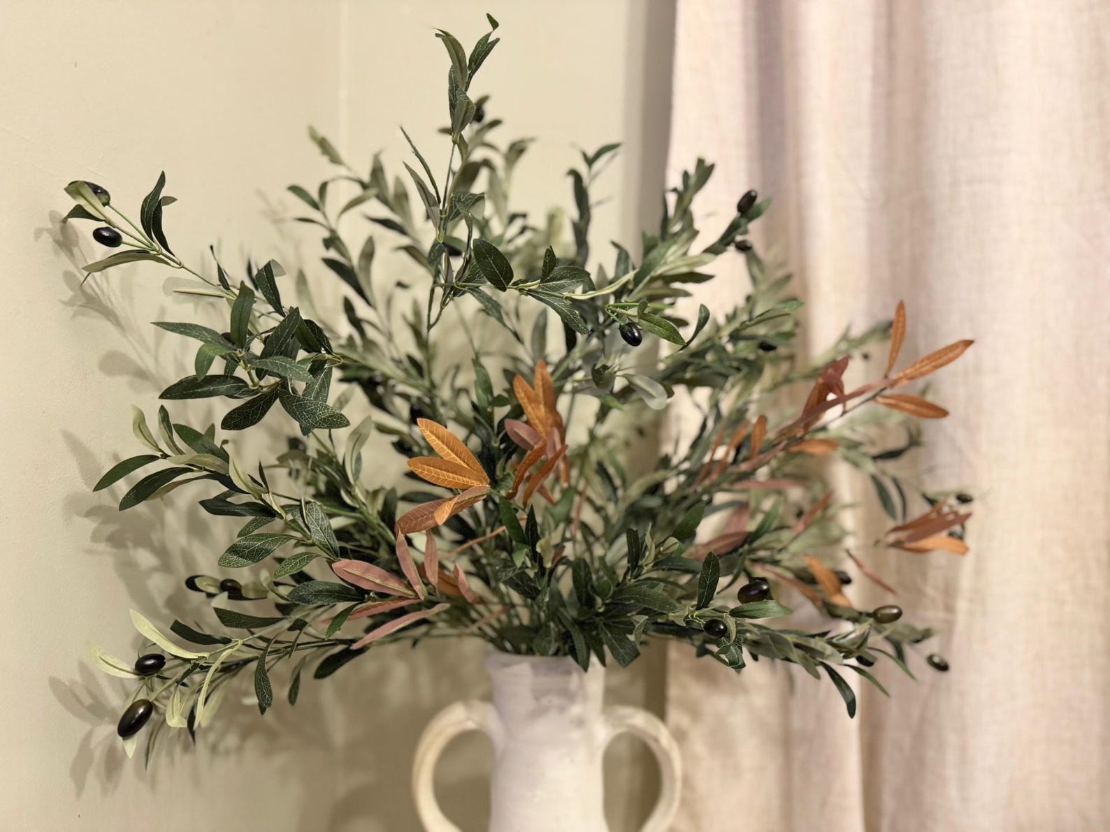 Artificial Olive Branch, Faux Olive Tree Branch, Olive Tree Leaves ...