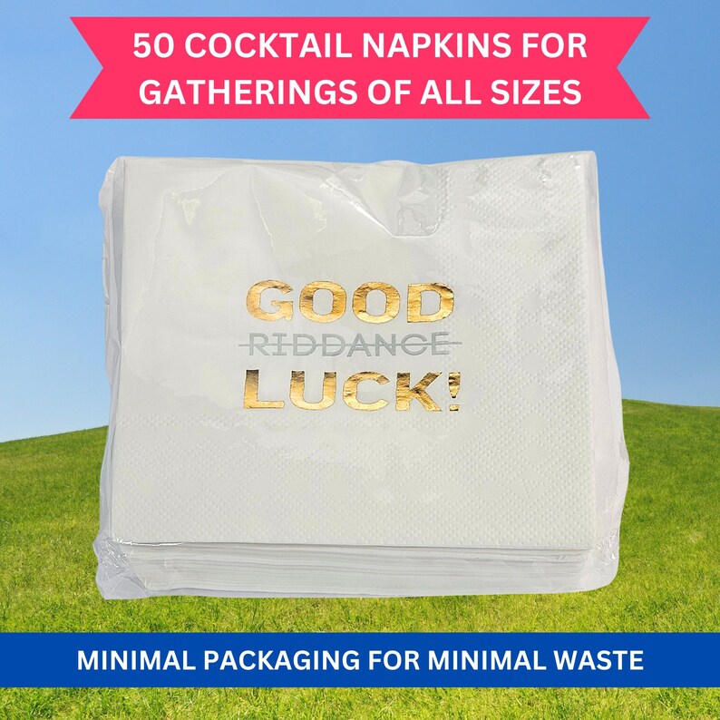 Funny Good Luck Cocktail Napkins - 50 Pack - Farewell, Going Away ...