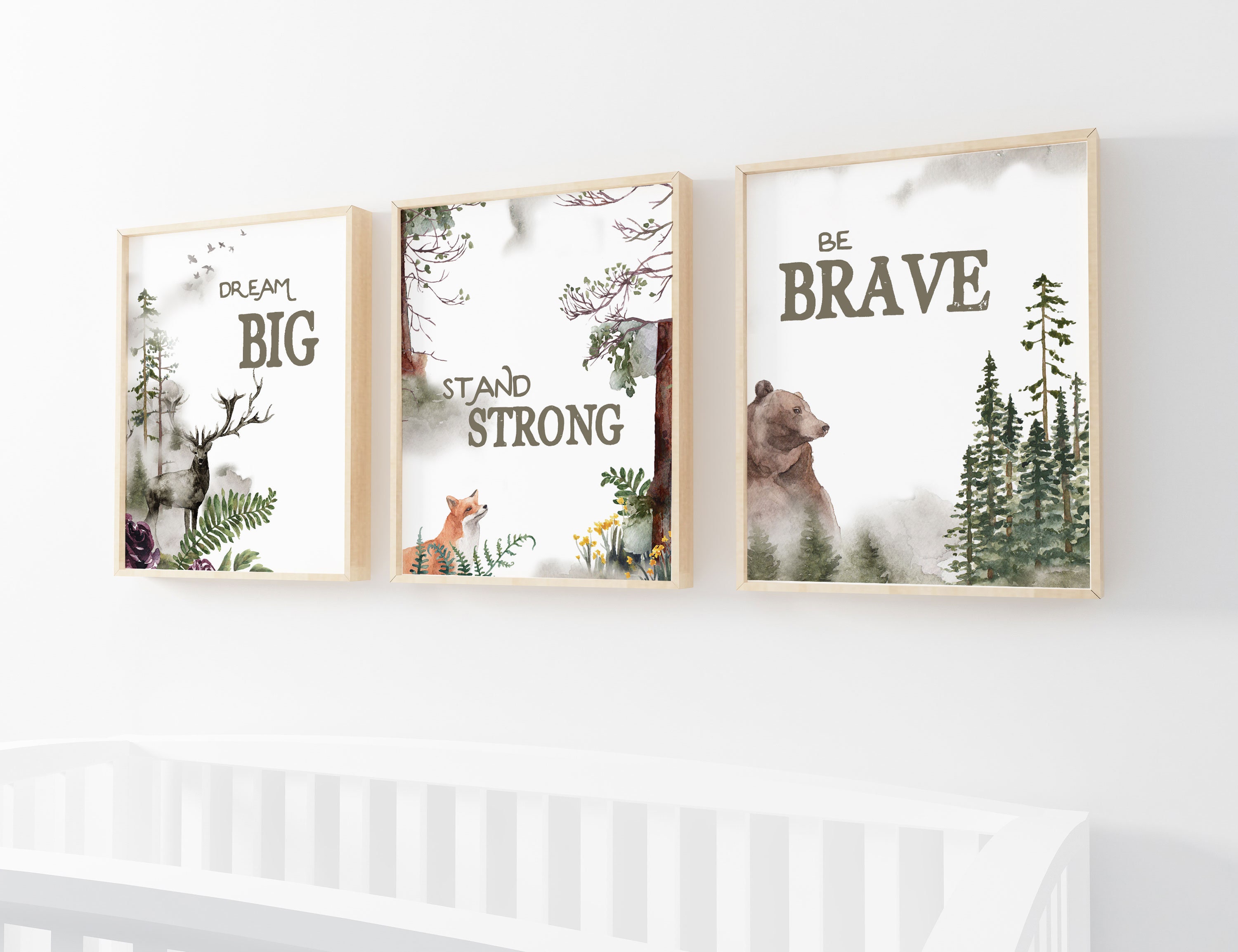 Woodland Nursery Prints Set of 3 New Baby Wall Decor | Etsy