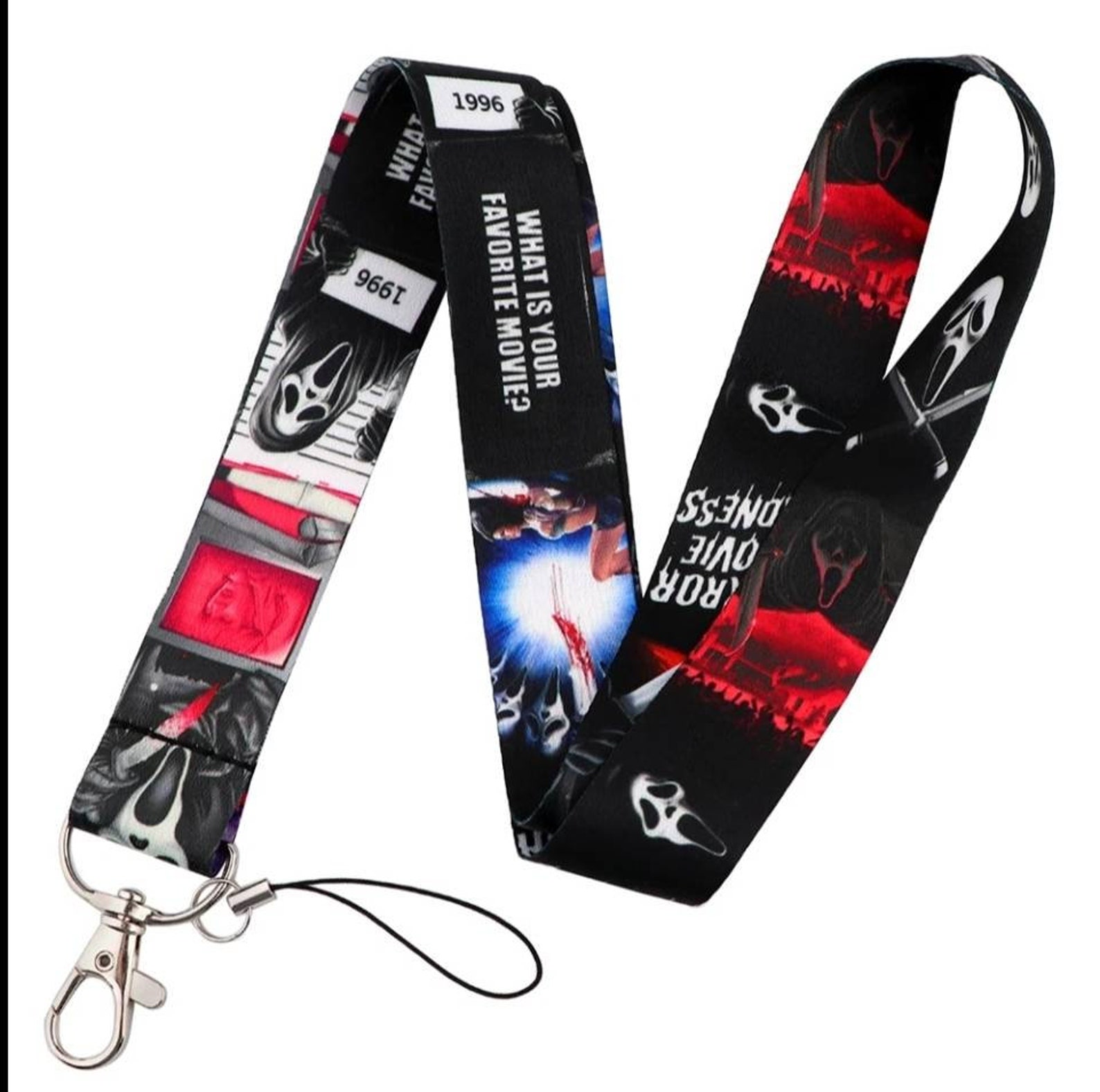 Scream Ghostface Scary Movie Lanyard Keychain Holder or ID - Etsy