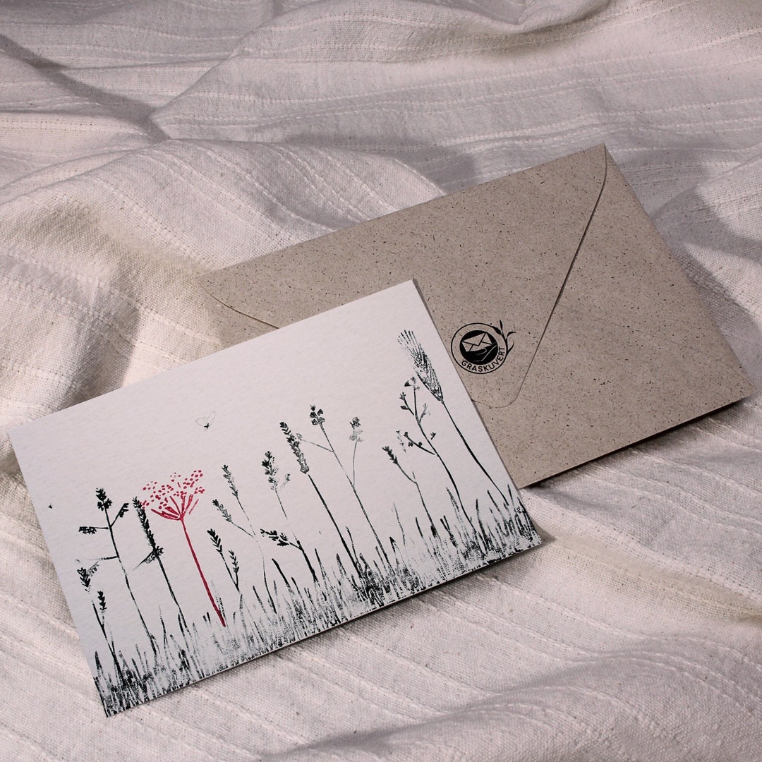 Original Linocut Print Grasses - Landscape Format, With Grass Paper ...