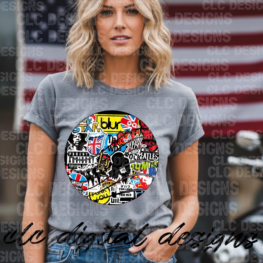 Rock N Roll Digital, Rock Band Logo Collage, Music Band Logo, Retro ...