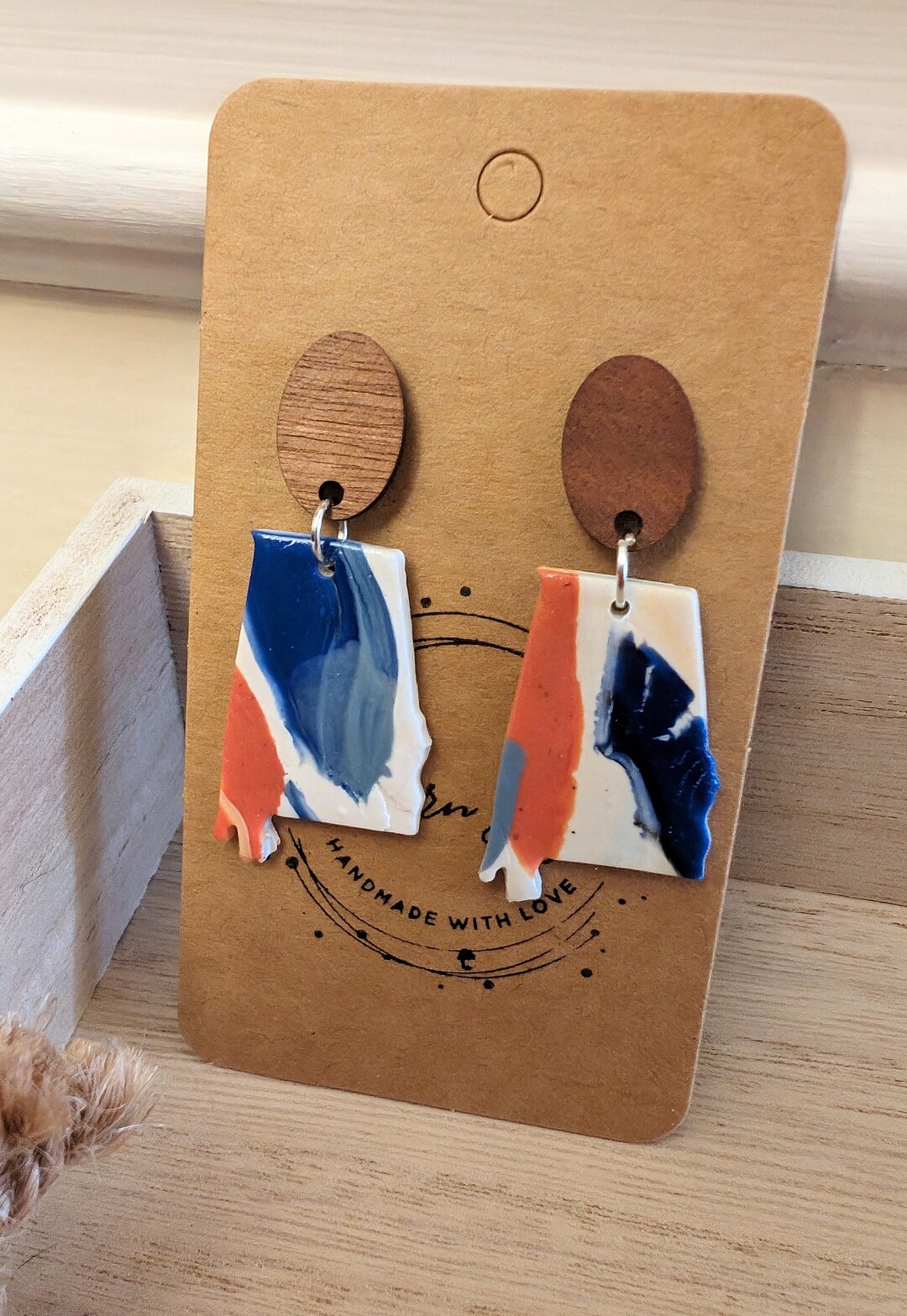 Alabama Shaped and Auburn Themed Earrings "oval Wood" - Etsy
