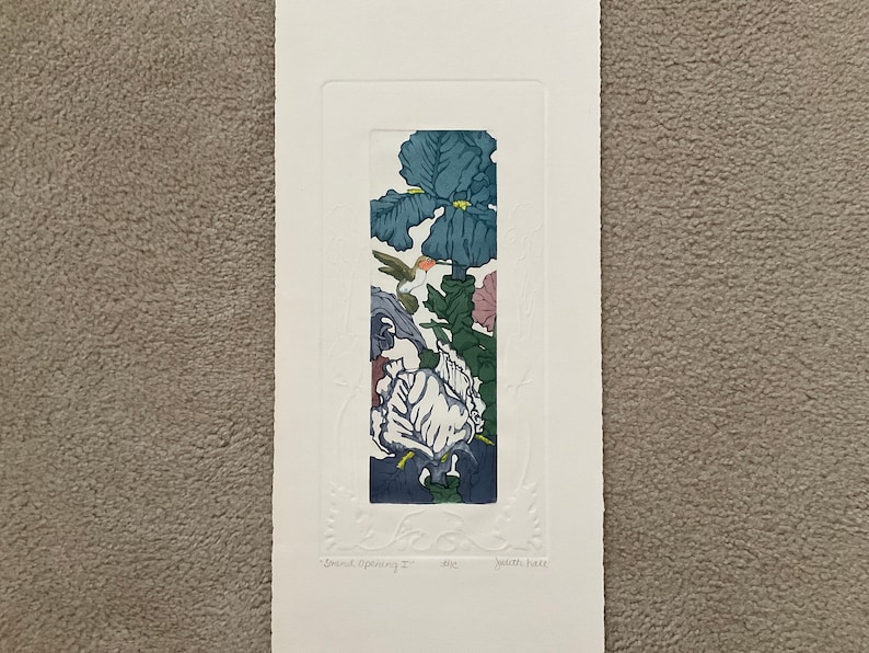 Judith Hall’s “grand Opening I” a Hand Colored Embossed Etching - Etsy