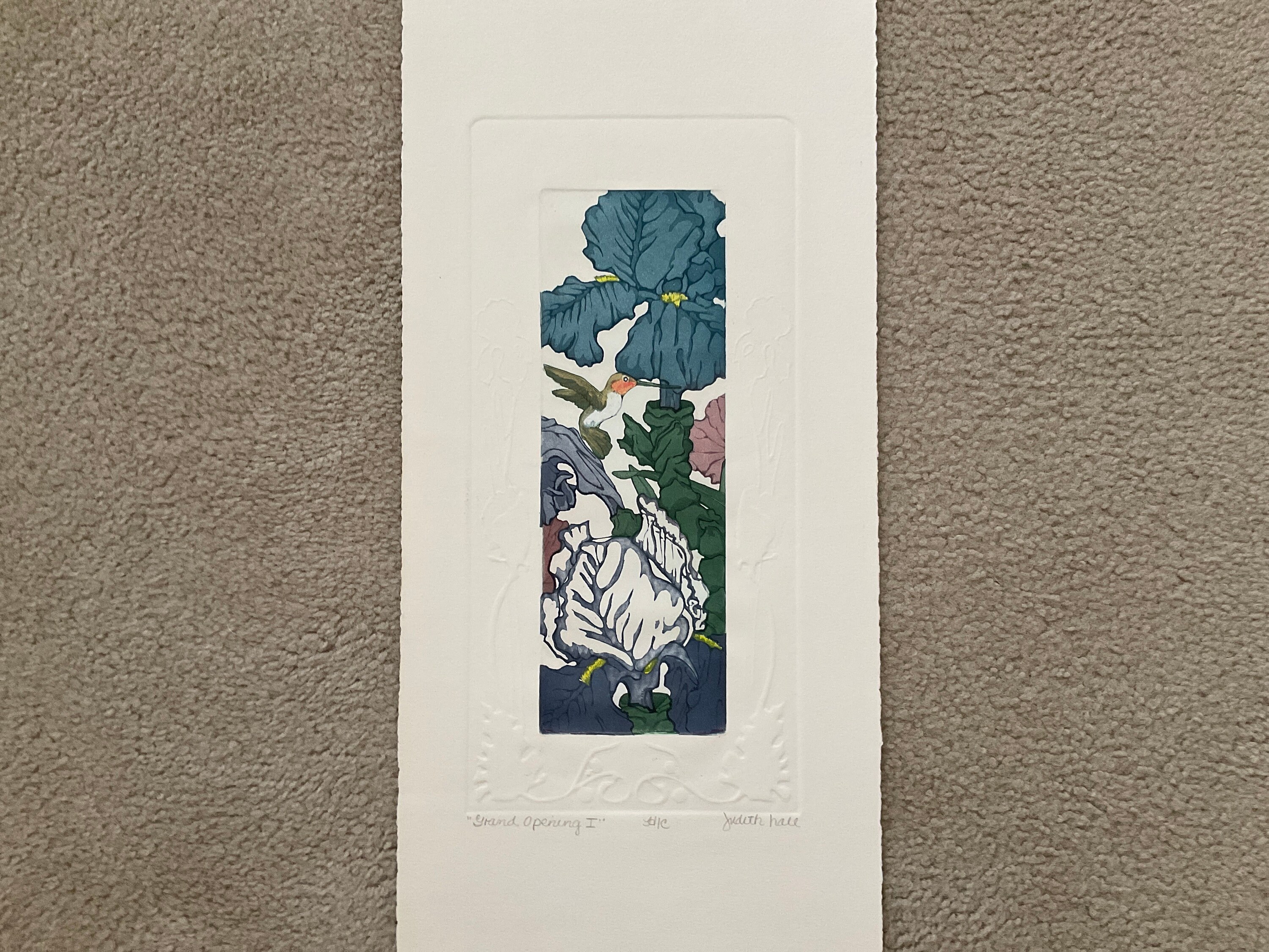 Judith Hall’s “grand Opening I” a Hand Colored Embossed Etching - Etsy
