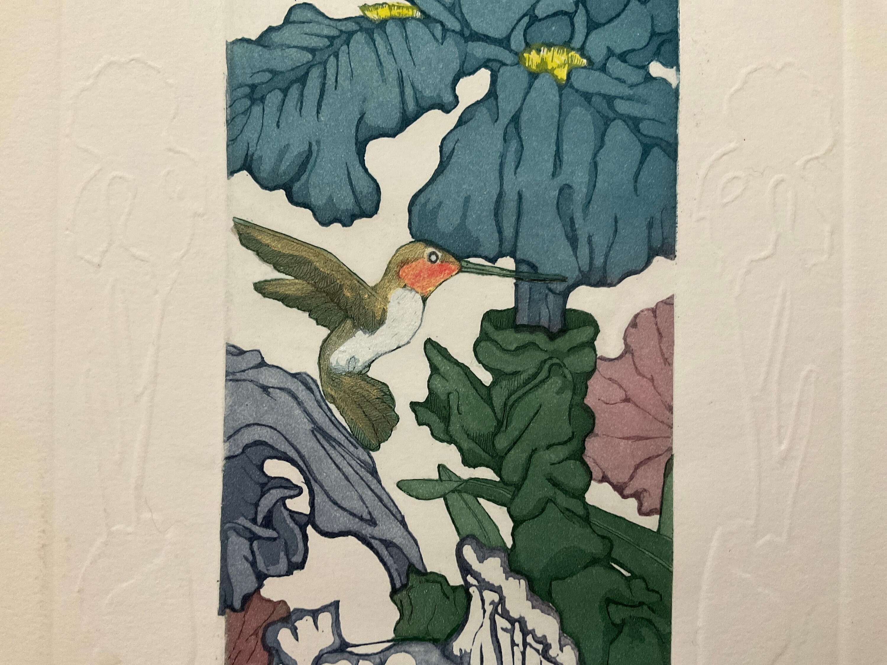 Judith Hall’s “grand Opening I” a Hand Colored Embossed Etching - Etsy