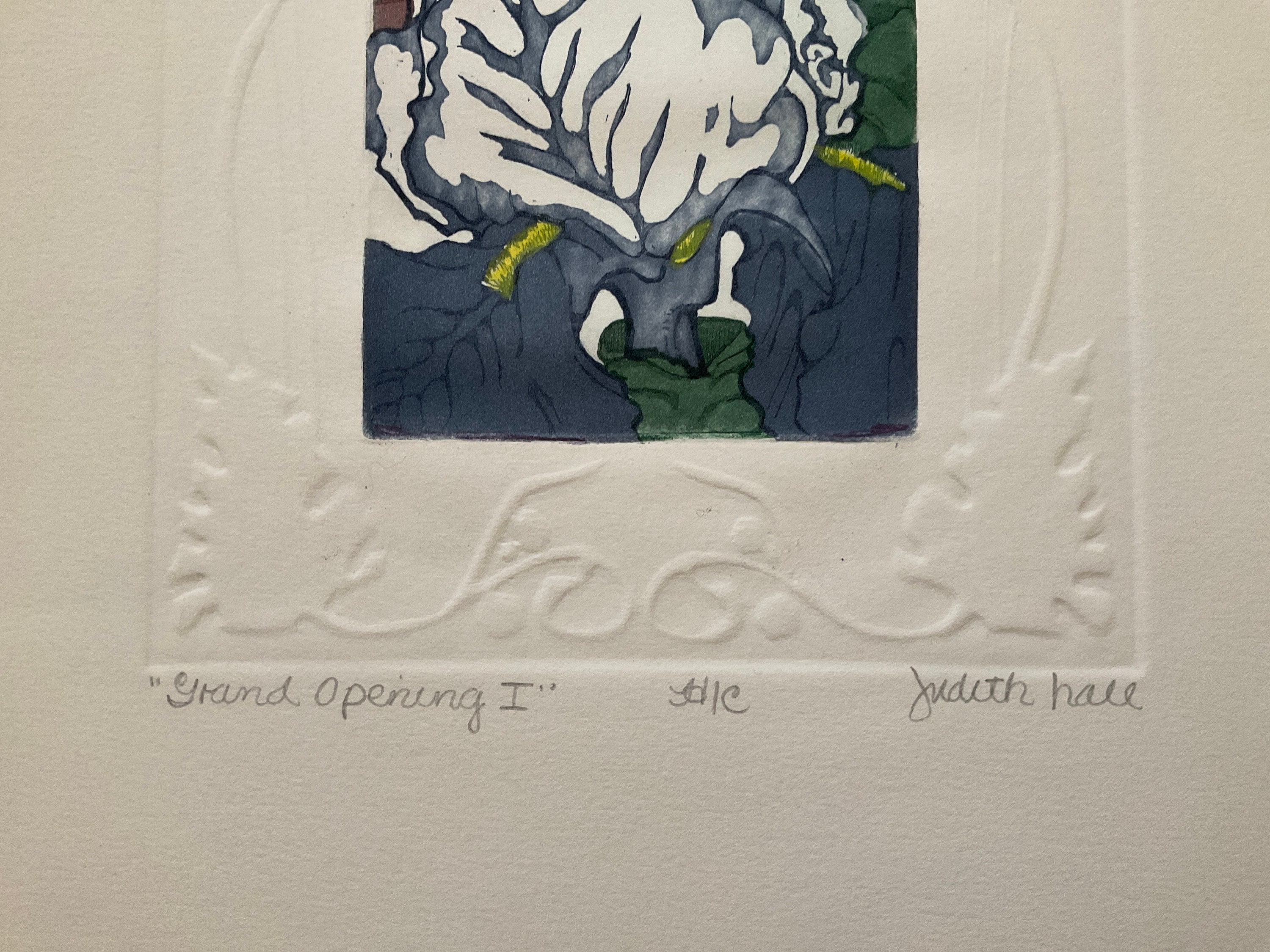 Judith Hall’s “grand Opening I” a Hand Colored Embossed Etching - Etsy