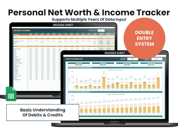 Personal Net Worth & Net Income Tracker Google Sheets | Etsy