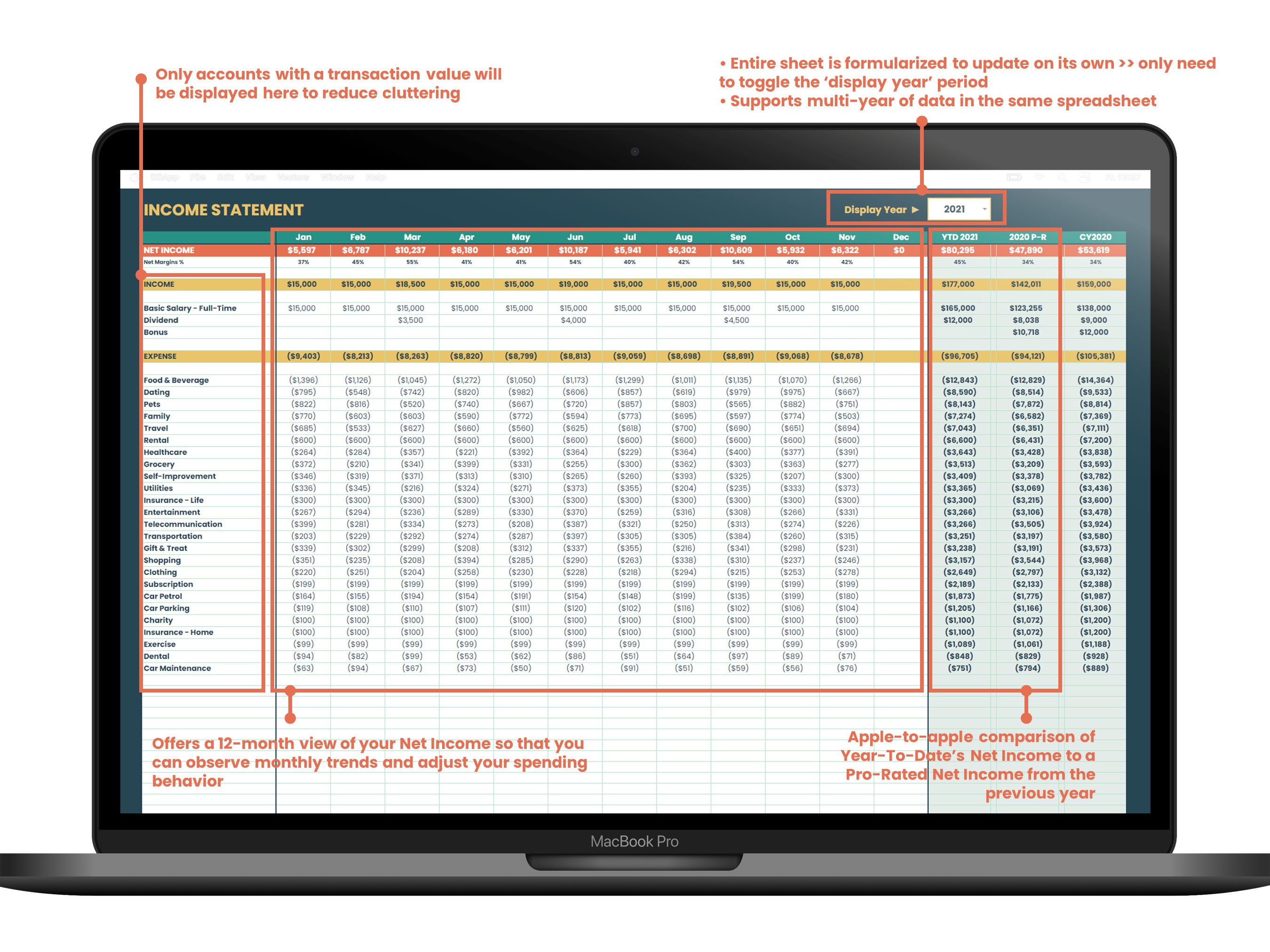 Personal Net Worth & Net Income Tracker [multi-year] | Personal Finance ...