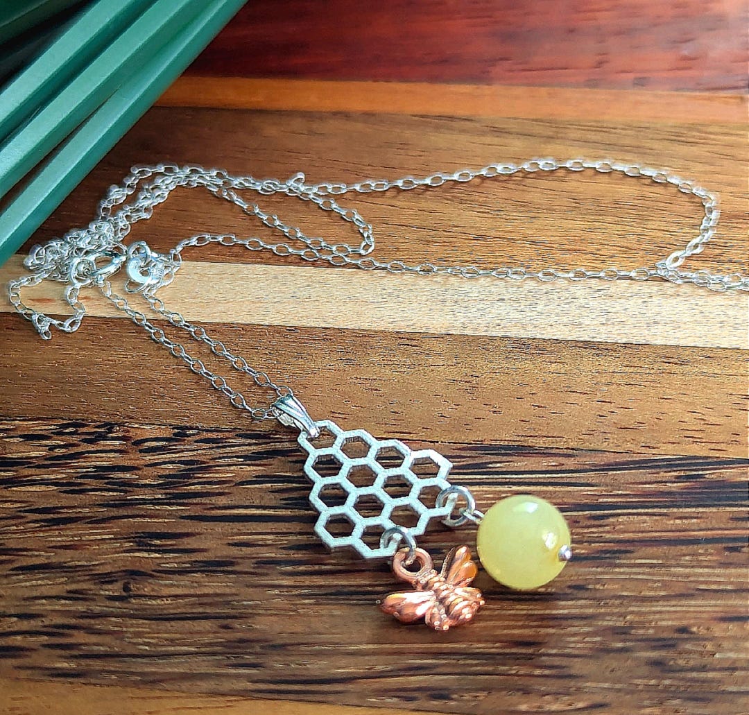 Jade Bee Necklace in Sterling Silver - Etsy