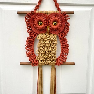 New Macrame Owl Wall Hanging Home Decor 70s Style Fire Owl - Etsy