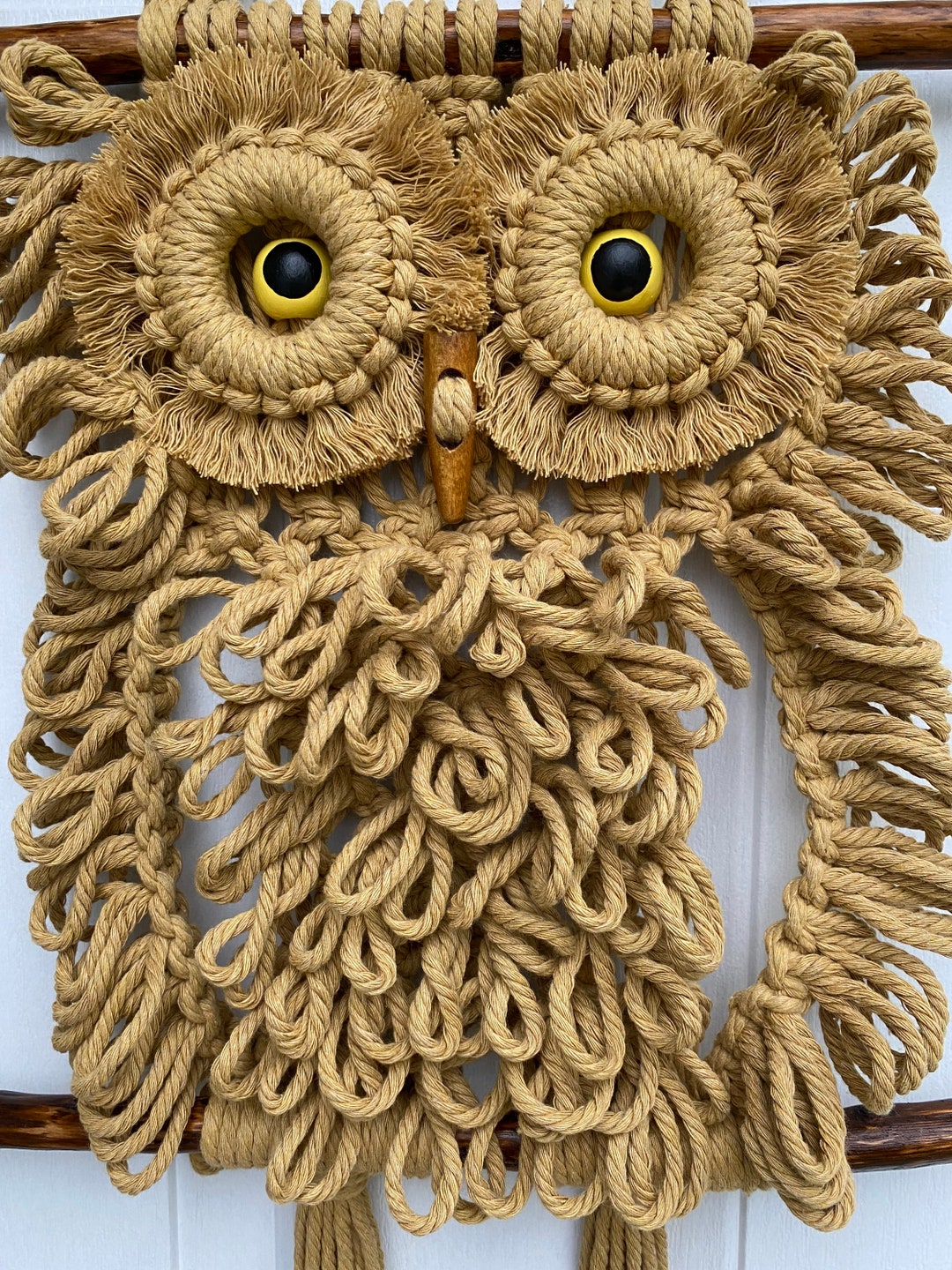 New Vintage Macrame Owl Wall Hanging Retro 70’s - Golden Brown - Etsy