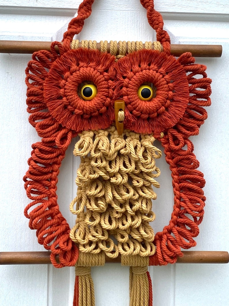 New Macrame Owl Wall Hanging Home Decor 70s Style Fire Owl - Etsy