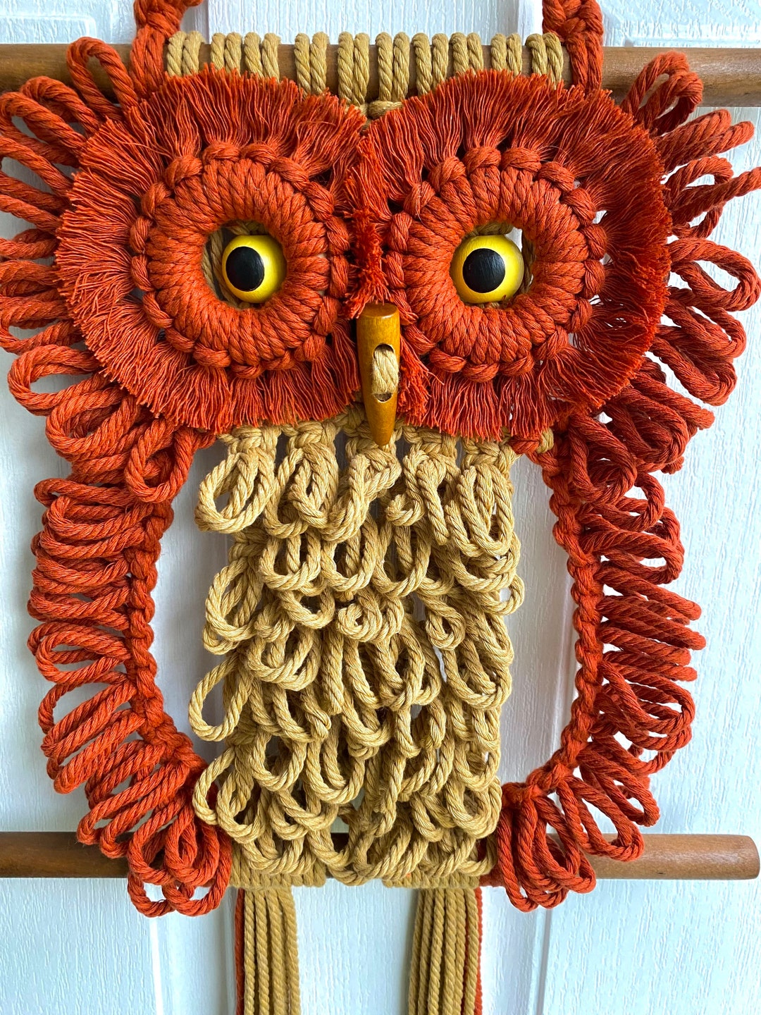New Macrame Owl Wall Hanging Home Decor 70s Style Fire Owl - Etsy