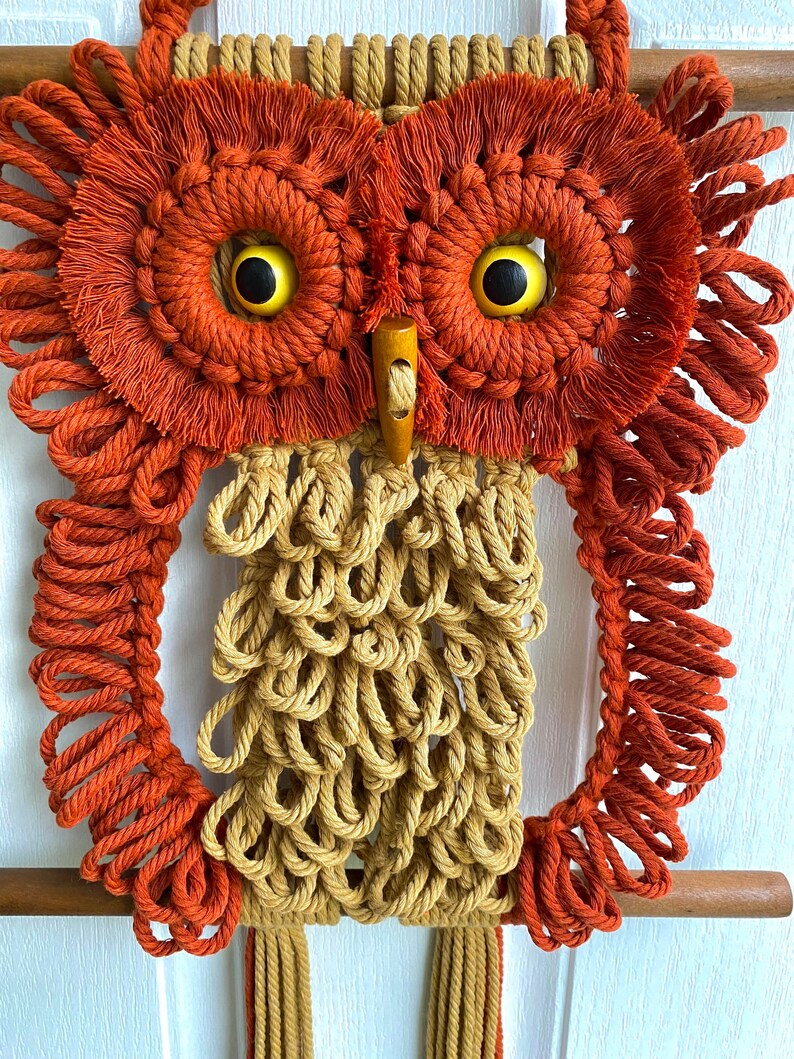 New Macrame Owl Wall Hanging Home Decor 70s Style Fire Owl - Etsy