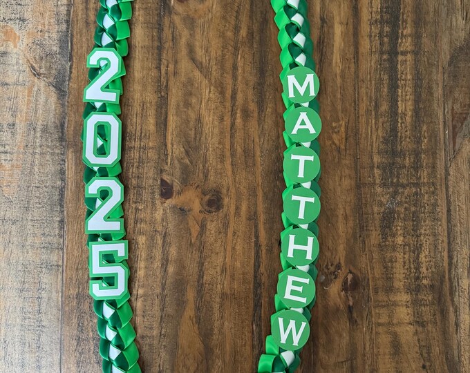 Handmade Class of 2025 Custom Colors Open Graduation 5/8" Ribbon Lei ...