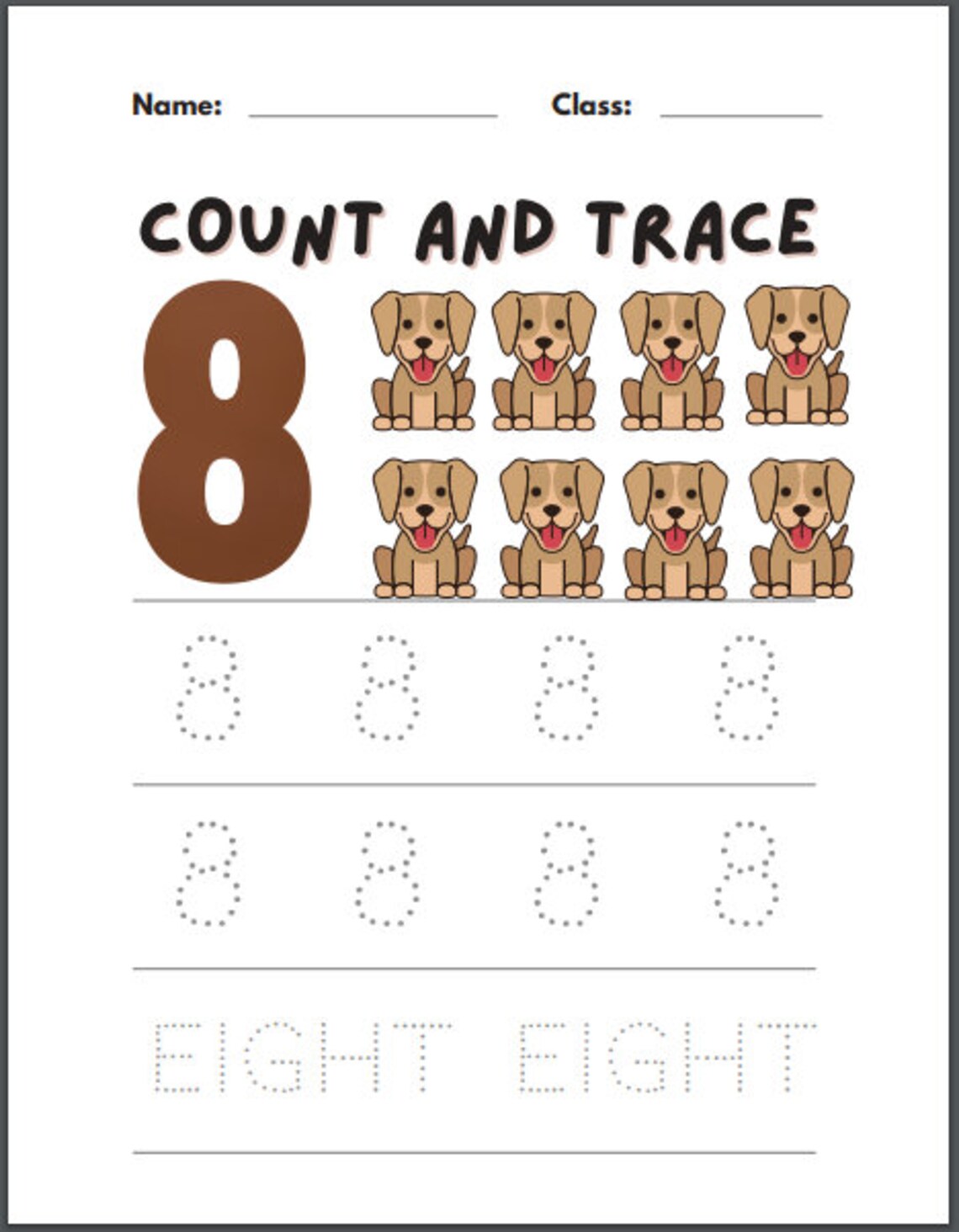 Count and Trace Worksheet, Numbers 1 - 10, Children Learning to Write ...