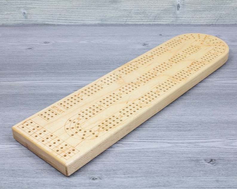 Maple Hardwood 3 Lane Cribbage Board | 15.25” X 4” | Includes Set of 3 ...