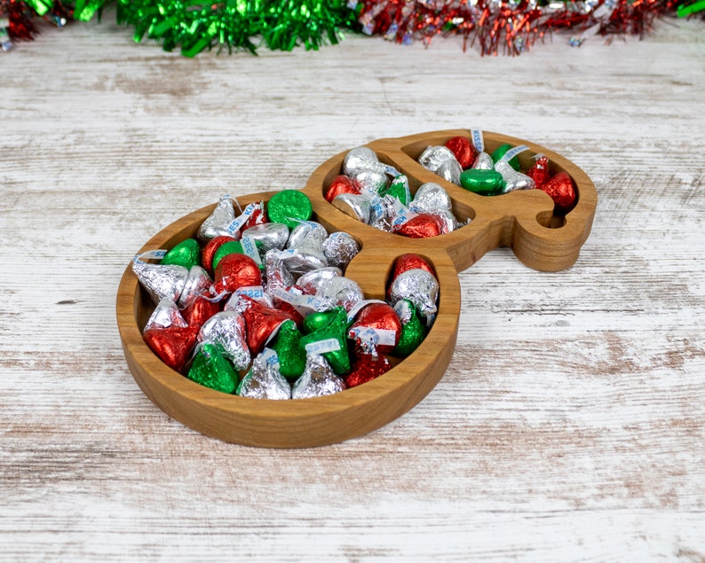 Snowman Shaped Wood Candy Tray | Hardwood Catch All | Food-safe Holiday ...