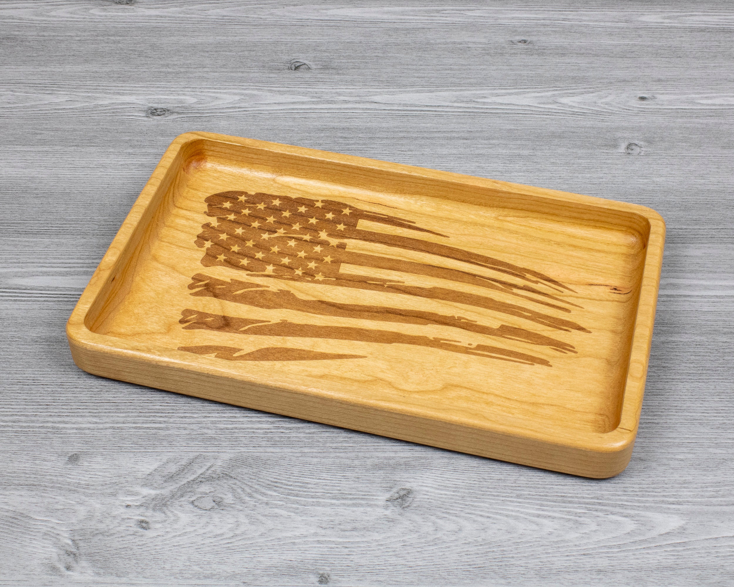 Rustic US Flag Engraved Catch-all Tray 10x6 Durable Valley Tray for ...