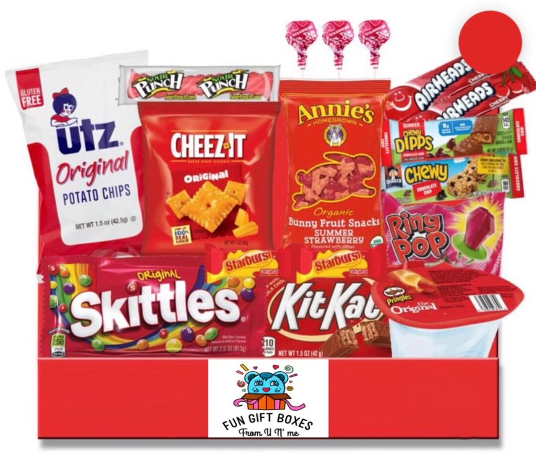 Assorted Color-coded Candy and Snack Gift Baskets, Sour, Chocolates ...
