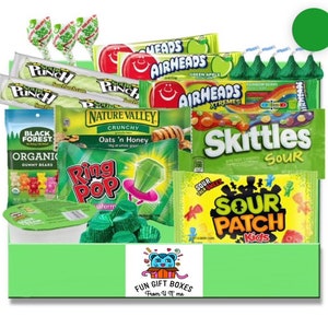 Assorted Color-coded Candy and Snack Gift Baskets, Sour, Chocolates ...