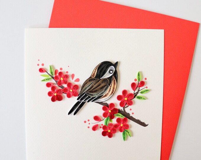 Bird Quilling Card, Handmade Bird Greeting Card, Animal Greeting Card ...