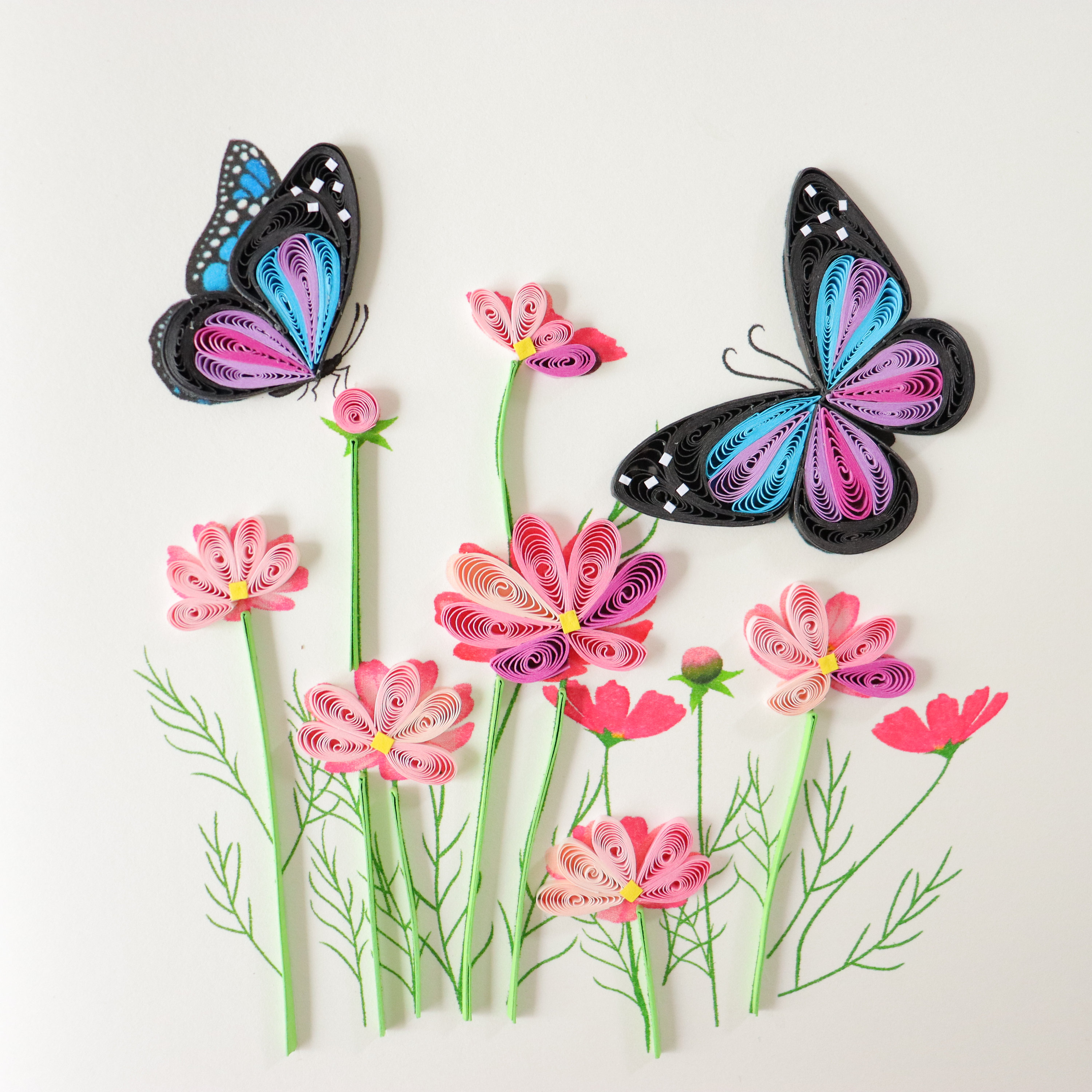 Butterfly Quilling Card, Handmade Butterfly Greeting Card, Floral ...