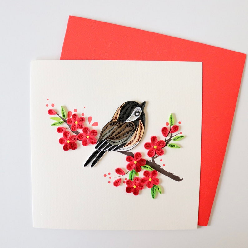 Bird Quilling Card Handmade Bird Greeting Card Animal - Etsy