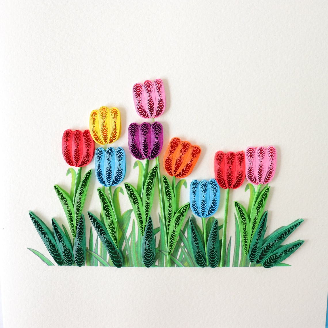 Quilling Tulip Greeting Card, Tulip Birthday Card, Floral Quilling ...