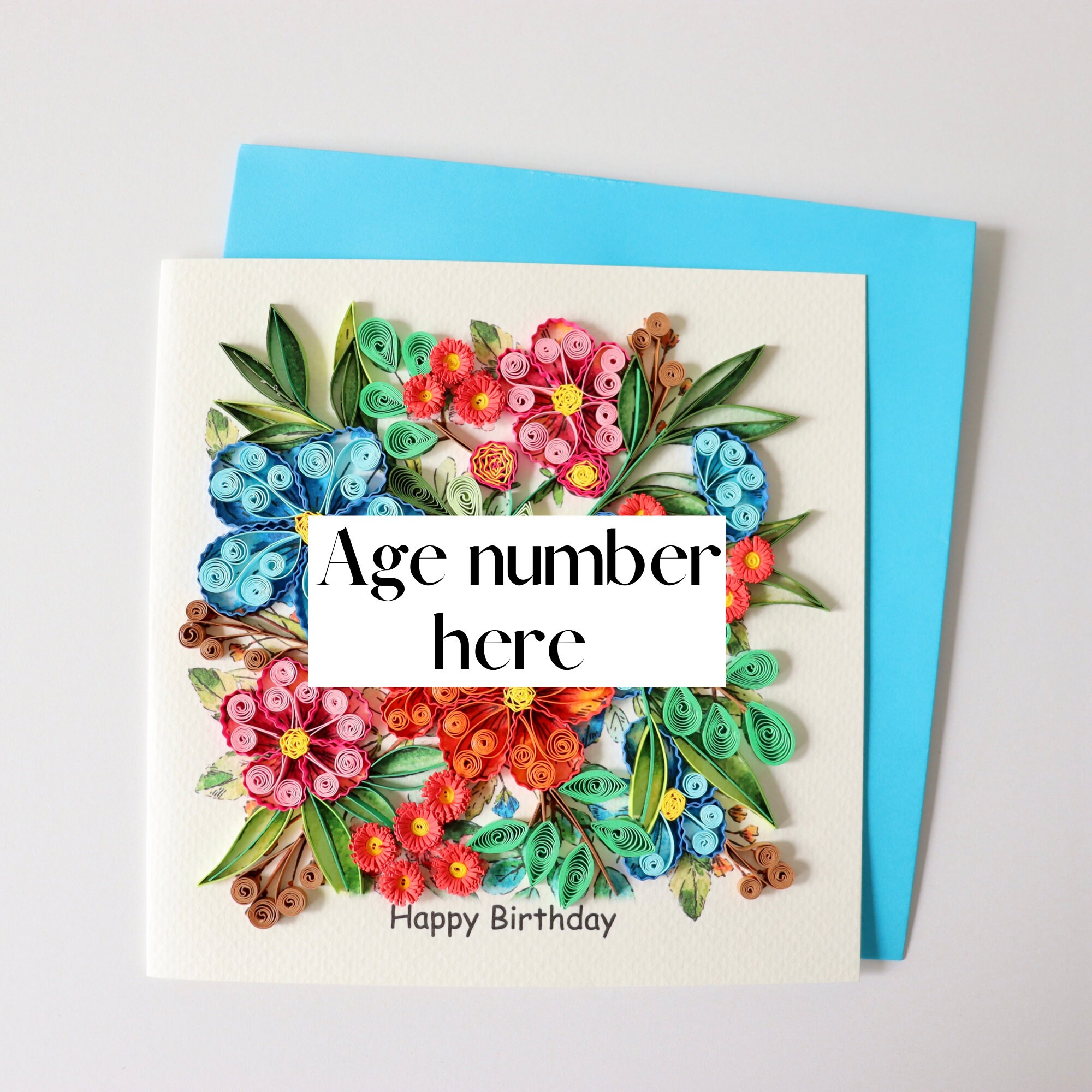 Personalised Age Birthday Card, Customised Quilling Card, Age Number ...