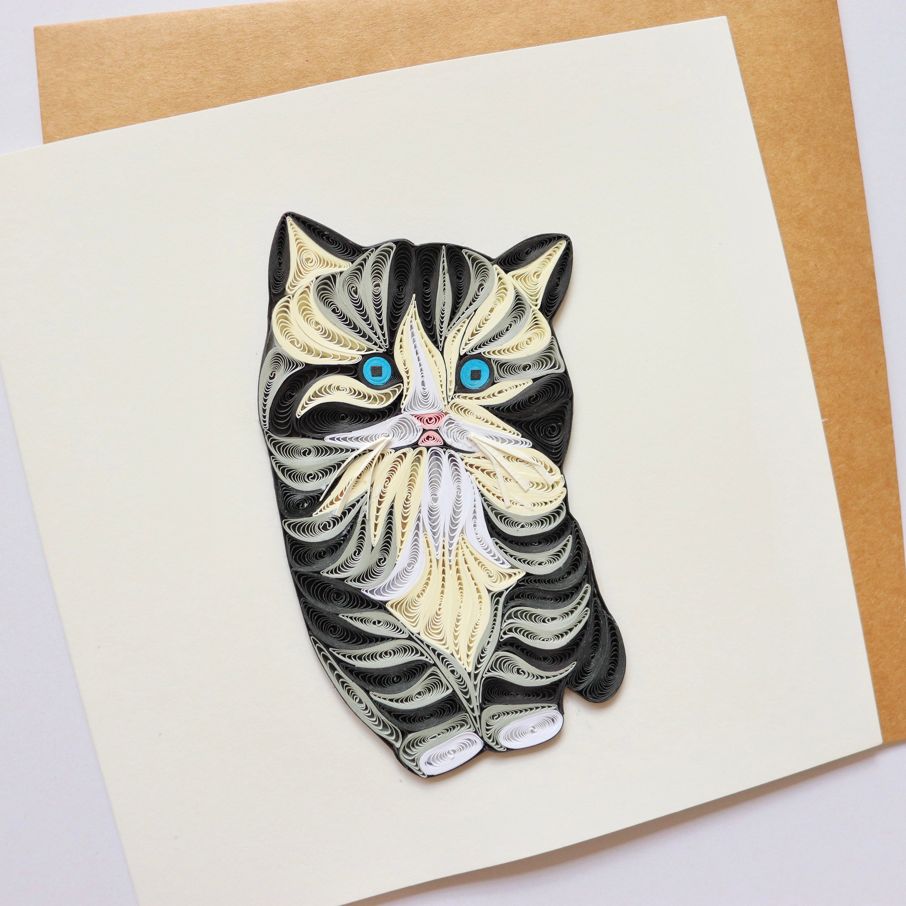 Cat Quilling Card Handmade Kitten Greeting Card Animal - Etsy