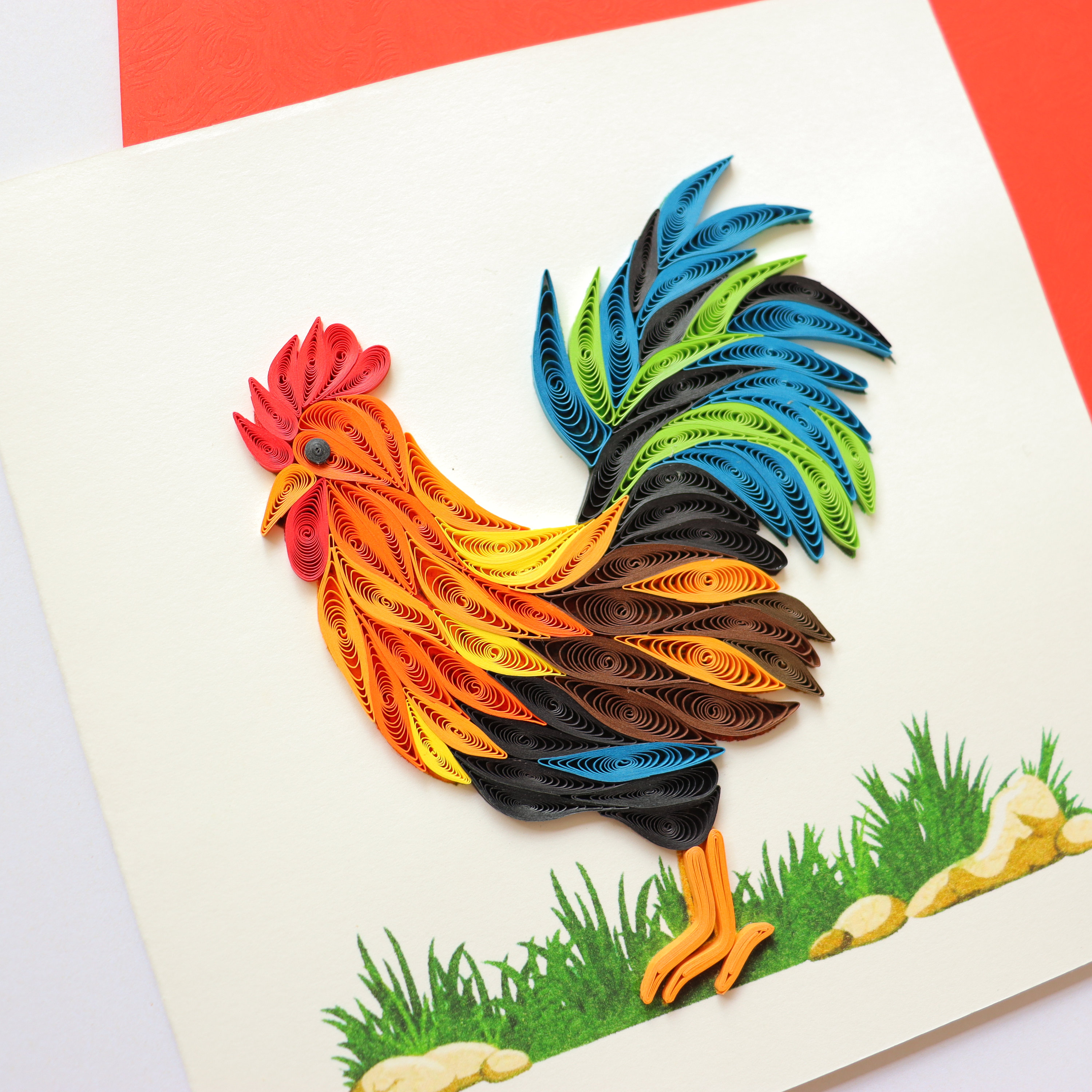 Chicken Quilling Card, Handmade Chicken Greeting Card, Animal Greeting ...