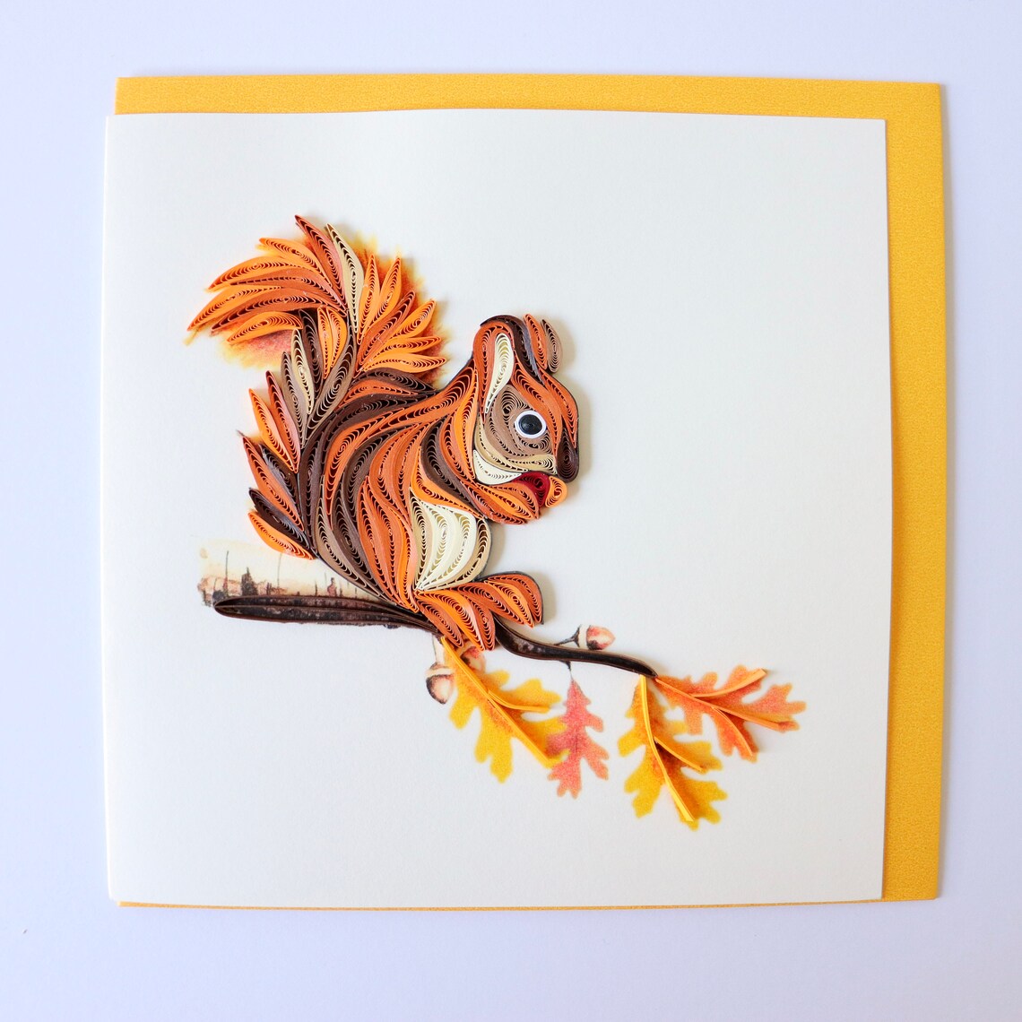 Squirrel Quilling Card, Handmade Squirrel Greeting Card, Animal ...