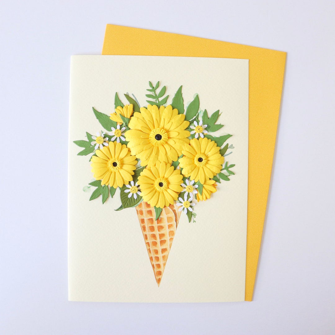 Flower 3D Card, Floral Birthday Card, Paper Flower Bouquet Card ...
