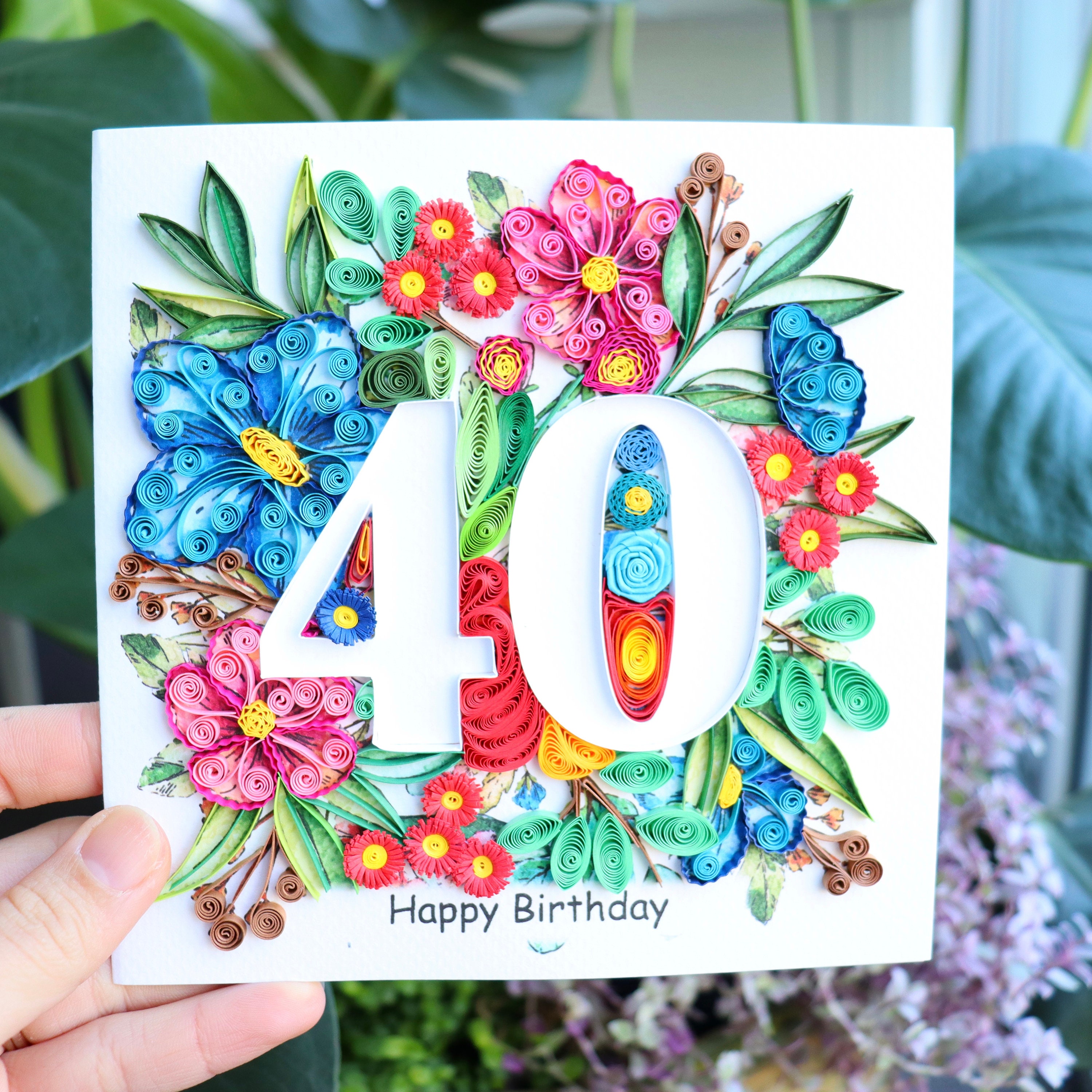 40th Birthday Card for Women Floral Birthday Card Handmade - Etsy