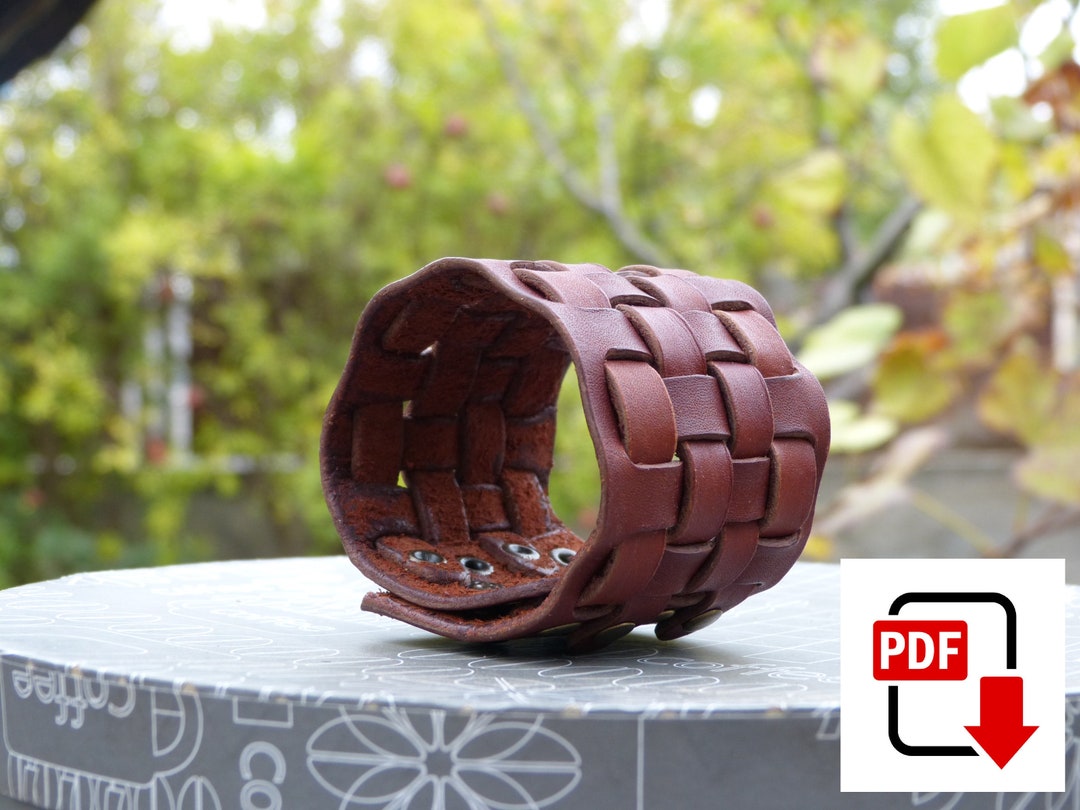 Leather Cuff Bracelet Digital Pattern: Wide Unisex Design (PDF Pattern ...