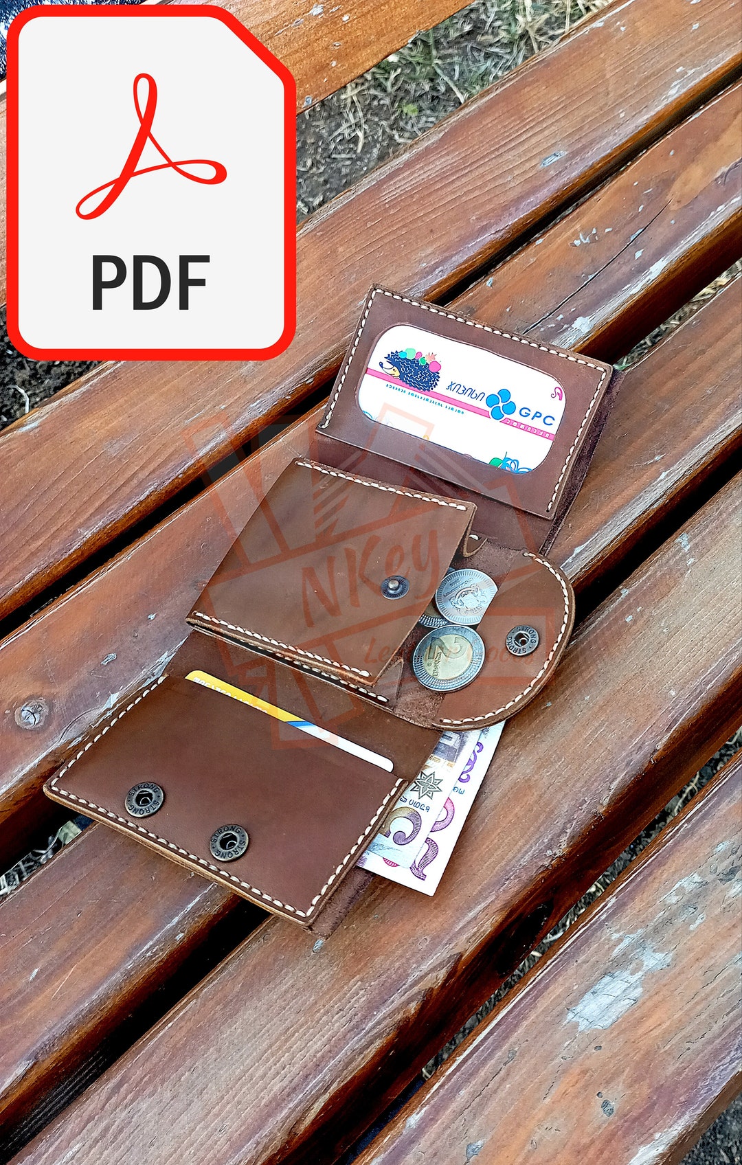 The Trifold Wallet Digital Pattern; Men's Leather Wallet DIY Pattern ...