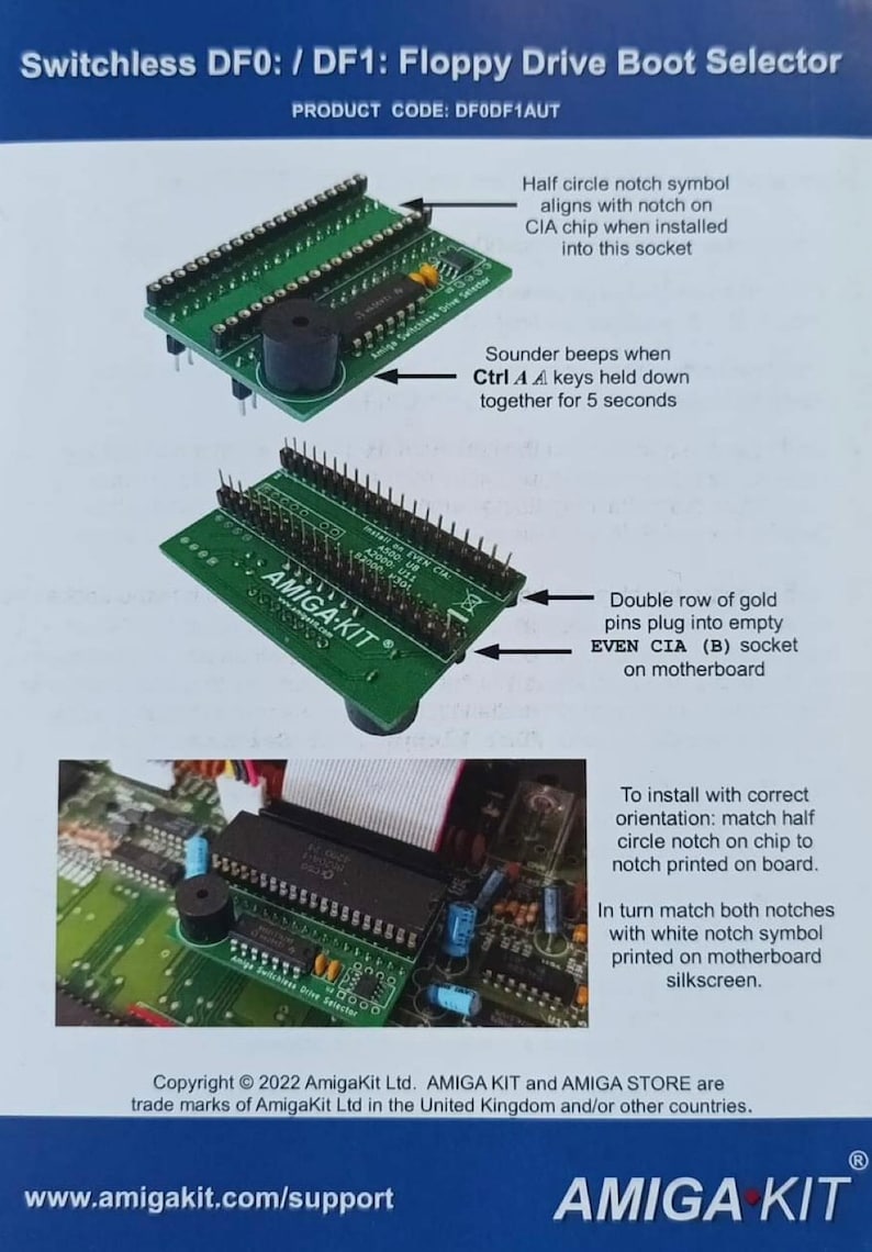 Switchless DF0: DF1 Floppy Drive Boot Selector A500 / A2000 New Amiga ...