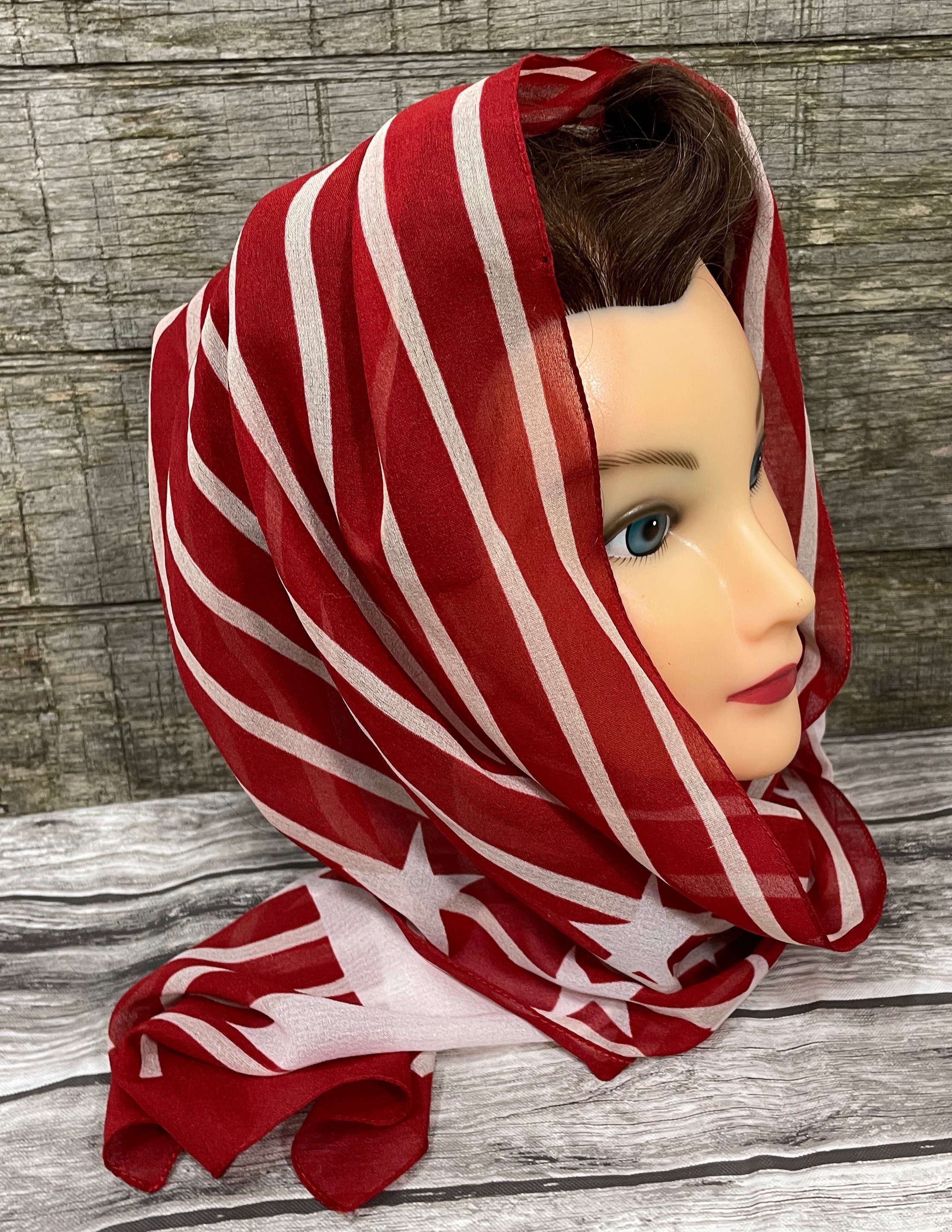 Wartime 1940s Style Head Scarf WWII Retro Red White Stars and - Etsy