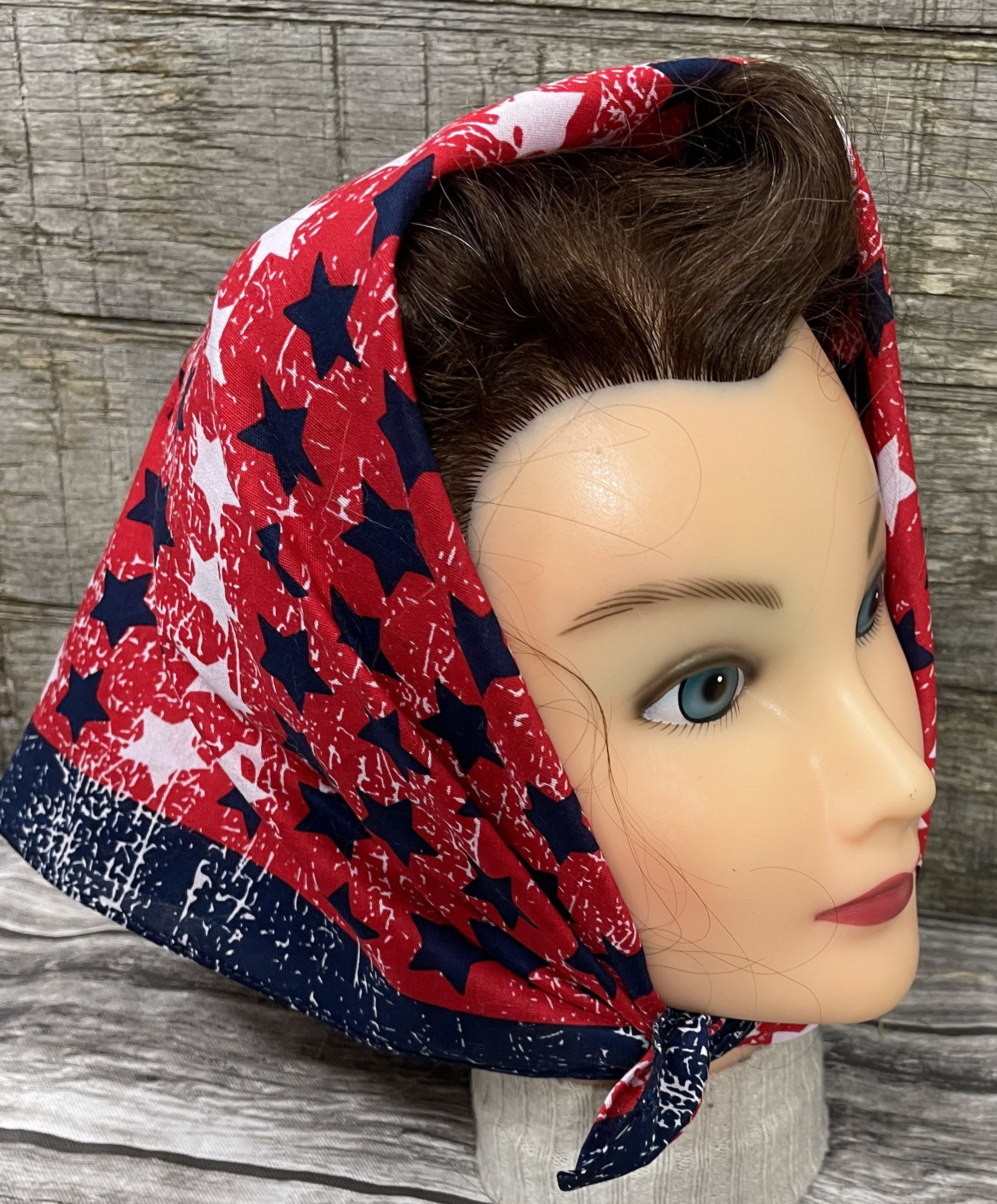 Wartime 1940s Style Head Scarf WWII Retro Red White Blue Stars Patriot ...